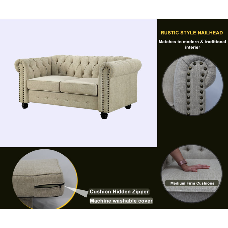 Anabela 61 Upholstered Loveseat Beige